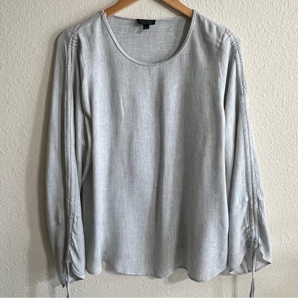 Topshop | Tops | Topshop Light Gray Blouse With Long Sleeves | Poshmark